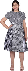 YFDC Women Fit and Flare White, Black, Grey Dress - Buy YFDC Women Fit ...