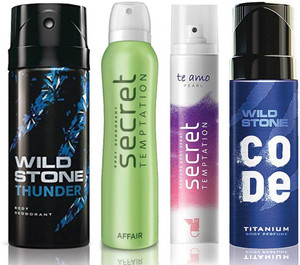 Wild Stone Thunder Deodorant (150 ml), Code Titanium Body Perfume(120 ...