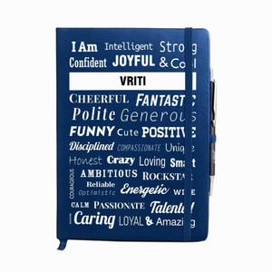 Huppme Personalized name VRITI blue notebook diary with pen - 240 pages ...