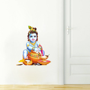 StickerYard 58 cm Makhanchor Bal Krishna Self Adhesive Sticker Price in ...