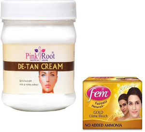 PINKROOT DE-TAN CREAM 500GM WITH FEM GOLD BLEACH 50GM Price in India ...