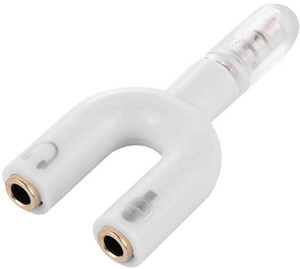 Gabbar White ™ 3.5mm U Shape 3 Pin 1 Male to 2 Female EP Stereo Jack ...