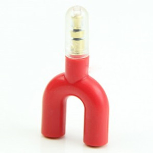 Gabbar Red ™ 3.5mm U Shape 3 Pin 1 Male to 2 Female EP Stereo Jack ...