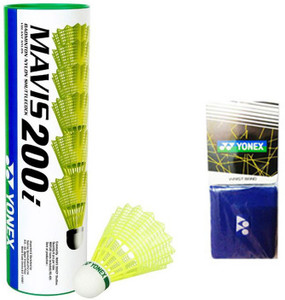 YONEX Mavis 200i Shuttlecock "Pack of 6 Nylon Shuttle" With 1 Wrist ...