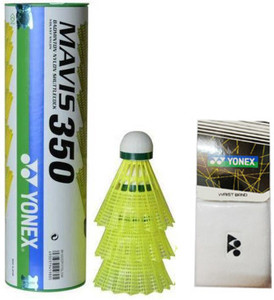 YONEX Mavis 350 Shuttlecock "Pack of 6 Nylon Shuttle" With 1 Wrist Band ...