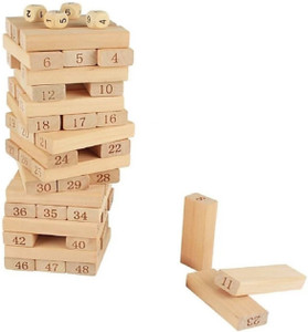 SANJARY 51 Wooden Building blocks with 3 Wooden dice Jenga Learning ...