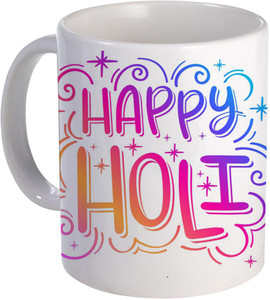 COLOR YARD best happy holi with rangoli print on white Ceramic Coffee ...