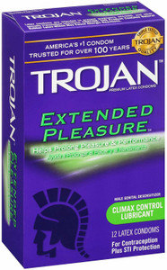 Trojan Extended Climax Control Lubricated Condoms, 12 Count Condom ...