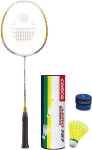 COSCO Combo of 9, 1 Nanotec NT35 Racket, 1 Full Cover, 6 Shuttle Aero ...