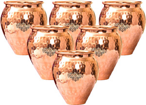 IndianArtVilla (Pack of 6) Set of Copper Kulhad Glass,Hammered Design ...