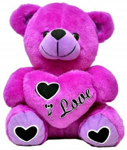 ZOOMINO Purple Love Teddy Bear 45cm - 45 cm - Purple Love Teddy Bear ...