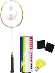 COSCO Combo of 10, 1 Nanotec NT35 Racket, 1 Full Cover, 6 Shuttle "Aero ...