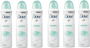 DOVE Sensitive Anti-perspirant Spray 0% Alcohol 150ml Each (Pack of 6 ...