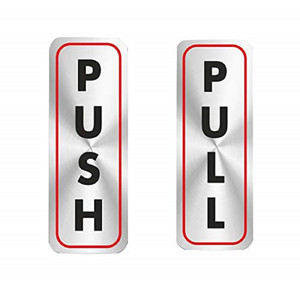Stainless Steel Pull & Push Metal Signboard for Glass Doors Self ...