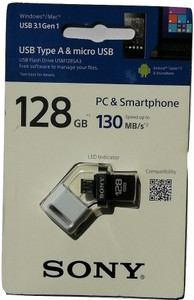 SONY USM128SA3/W2 128 GB OTG Drive Compatible with Desktop Computer ...