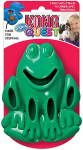 KONG Quest Critter Frog Chew Toy Small Rubber Treat Dispensing Toy For ...