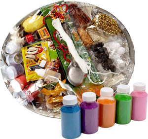 ME&YOU Complete All in One Puja Thali of 31 ingredients with 5 Rangoli ...