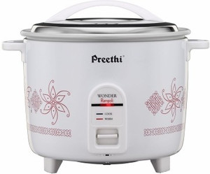 Preethi Rangoli 1.8-Litre Double Pan Rice Cooker (White) with 5 Yrs ...