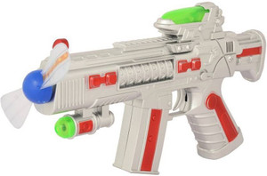 GENCLIQ Plastic Space Gun Toy with LED Matrix Flashing Rotating Fan ...
