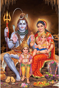 Poster N frame Bhole Nath parivar (Maa Parvati, Ganesh, Kartikey and ...