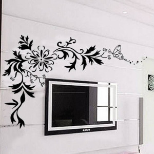 Aquire Wall Stickers TV Background Black LCD Floral Design 7032 Self ...