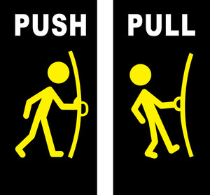 SignMore 10 cm PUSH and PULL comic image self adhesive glass door ...