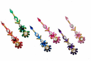 Comet Busters Designer Long Stone Bindi Forehead Multicolor Bindis ...