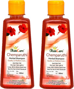 Ram Care Chemparuthi Anti Dandruff Herbal Shampoo Each 300ml (Pack of 2 ...
