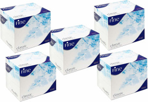 FINE Classic Facial Tissues (50 X 2 PLY - 100 Sheets)- Pack of 5-500 ...