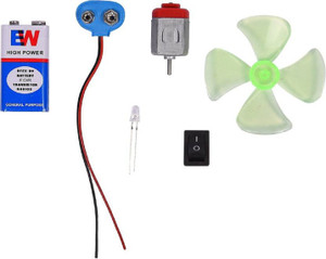 TechWiz Small 4.5-5V DC Motor, Mini Fan Blade, 9v battery and LED Motor ...