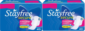 STAYFREE Secure Cottony XL Wings Sanitary Pad (Pack of 40+40) Sanitary ...