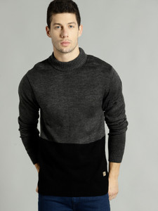 Roadster Solid Turtle Neck Casual Men Black, Grey Sweater - Buy ...