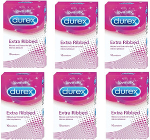 DUREX Extra Ribbed Condoms(Ribbed and Dotted for her intense pleasure ...