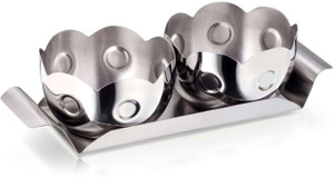 Sanjeev Kapoor Stainless Steel Serving Bowl Munching Bowl with Tray Set ...