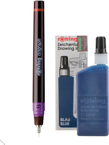 rotring Isograph Technical Drawing Pen 0.13mm & Ink Bottle-Blue ...
