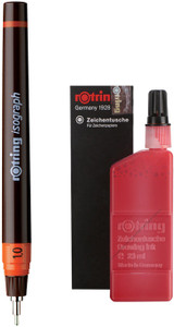 rotring Isograph Technical Drawing Pen 1.0mm & Ink Bottle-Red 1903496 ...