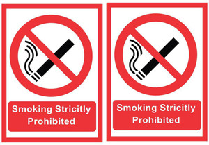 R Print Smoking strictly prohibited Sign Board set of 2pcs On 3 M ...