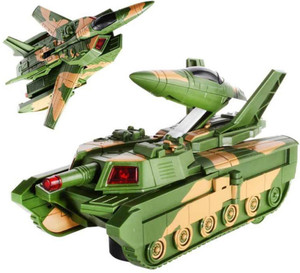 ToyGalaxy 2 in 1 TANK TO FIGHTER JET BUMP AND GO TRANSFORMER TOY - 2 in ...