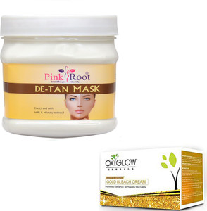 PINKROOT DE-TAN MASK 500GM WITH . GOLD BLEACH 50GM Price in India - Buy ...