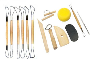 Karigari Pottery Tool Kit with Sponge and Wood & Metal Ribbon Cutting ...
