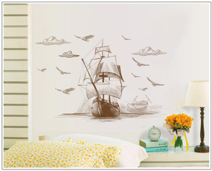 Flipkart SmartBuy 17 cm Wall Decals ' Ship Pencil Art ' Wall Stickers ...