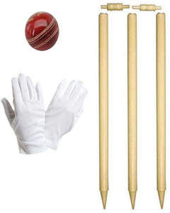 Rachit leather ball wicket and 2 stumps and inner gloves.2 Cricket Kit ...