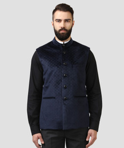 Raymond Sleeveless Self Design Men Nehru Jacket - Buy Raymond ...