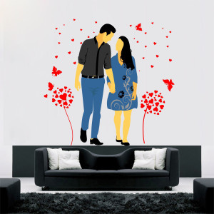 Wall Studio 91 cm Romantic Couple s ( 91Cm X 94Cm ) Self Adhesive ...