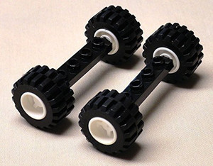 LEGO 21mm x 12mm Set of Two Axles with Wheels and Tires - 21mm x 12mm ...