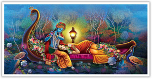 Beautiful Radha Krishna On Swan Boat Paper Poster Paper Print ...