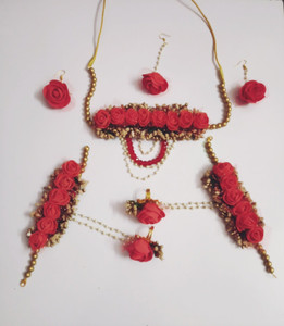 paribhasha Fabric, Paper Red, Gold Jewellery Set Price in India - Buy ...