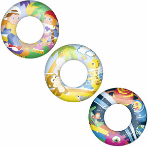 NHR Bestway Inflatable Swim Pool Ring Beach Graphics, Multi Color ...