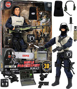 Click N' Play Police Force Sniper 12 Inch Action Figure Play Set with ...