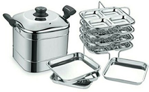 KM Square Shape Designer Idly/Dhokla Maker 4 Plates Each with Plain Lid ...